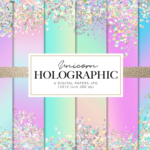 Holographic Glitter Digital Paper Unicorn Digital Paper - Etsy