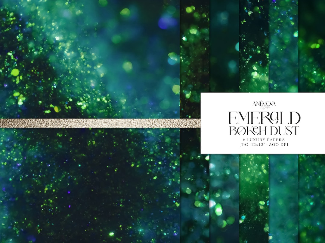 Emerald Green Bokeh Dust Backgrounds, Glitter Dust Digital Paper ...