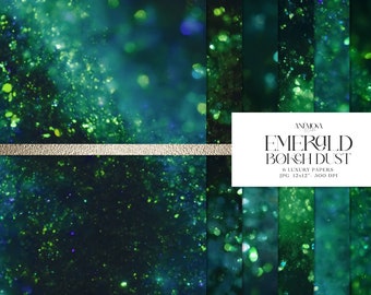 Emerald Green Bokeh Digital Paper: Glitter Dust Backgrounds (digital ...