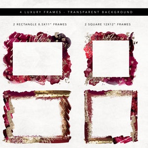Burgundy and Gold Frame Clipart - Burgundy Frame - Digital Frame ...