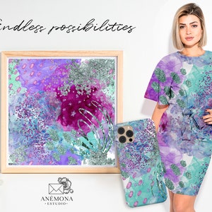 Purple and Aqua Digital Paper - Glitter Abstract Paper - Purple Alcohol ...