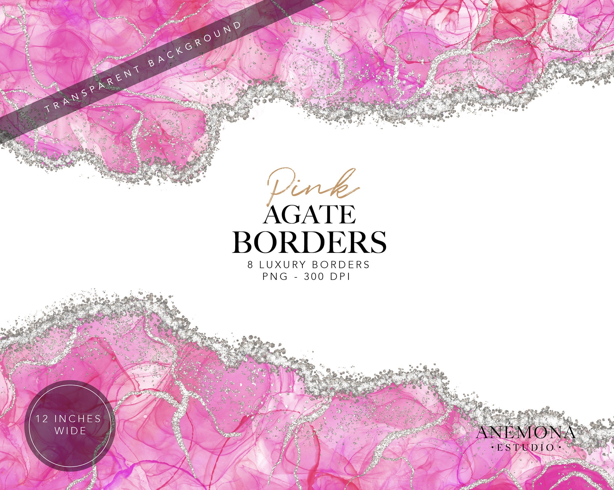 Pink Agate Borders Clipart Pink Watercolor Geode Clipart - Etsy