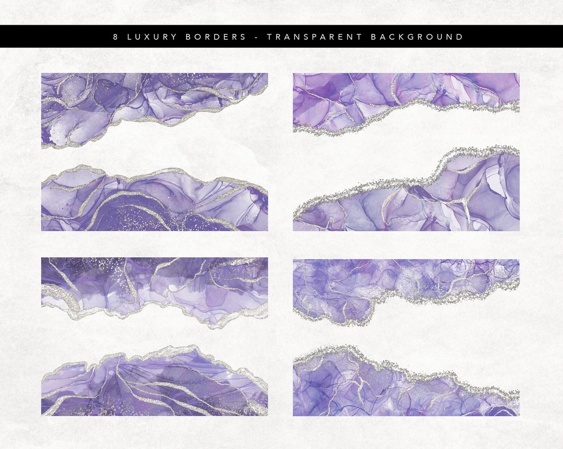 Purple Agate Border Clipart Lavender Border Lilac Geode - Etsy