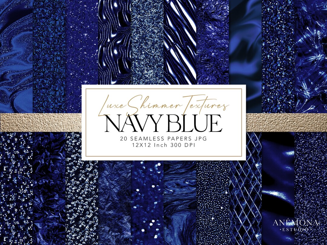 Navy Blue Digital Paper Blue Foil Paper Blue Glitter Paper - Etsy