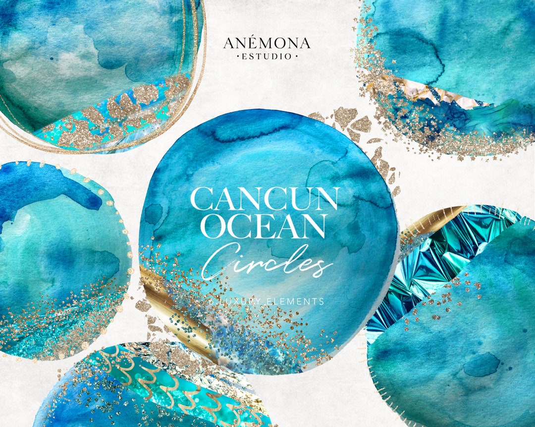 Aqua Watercolor Circles Clipart - Logo Clipart - Glitter Circle Clip ...