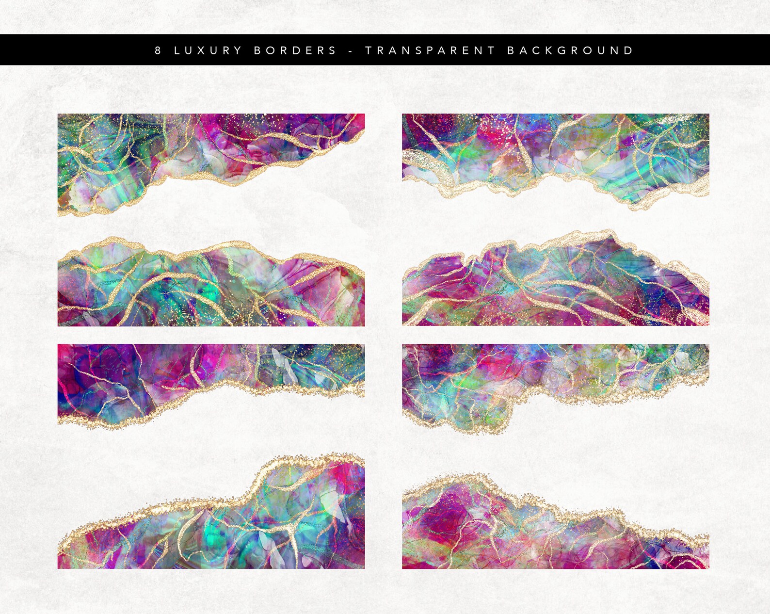 Iridescence Borders Clipart, Geode Border - Marble Border - Luxury ...