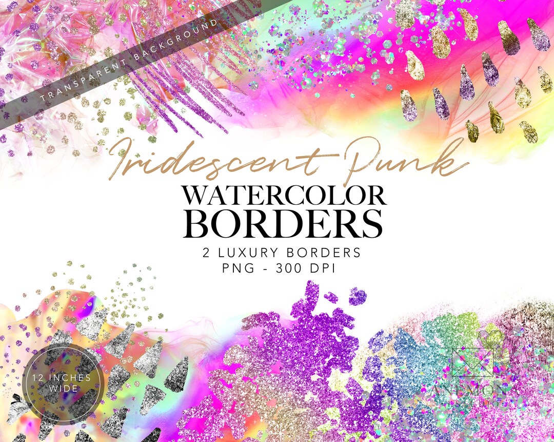 Colorful Border Clipart - Glitter Border - Holographic Digital Clipart ...