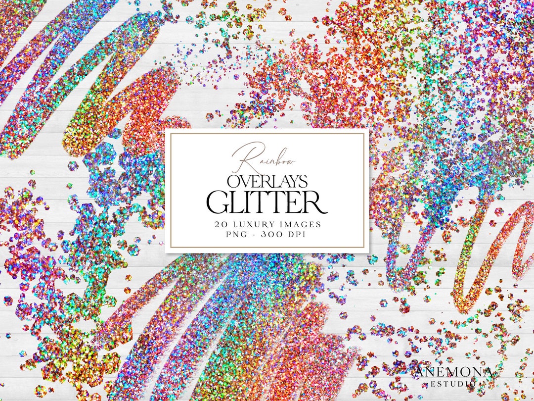 Rainbow Glitter Confetti Clipart, Rainbow Glitter Overlays, Rainbow ...