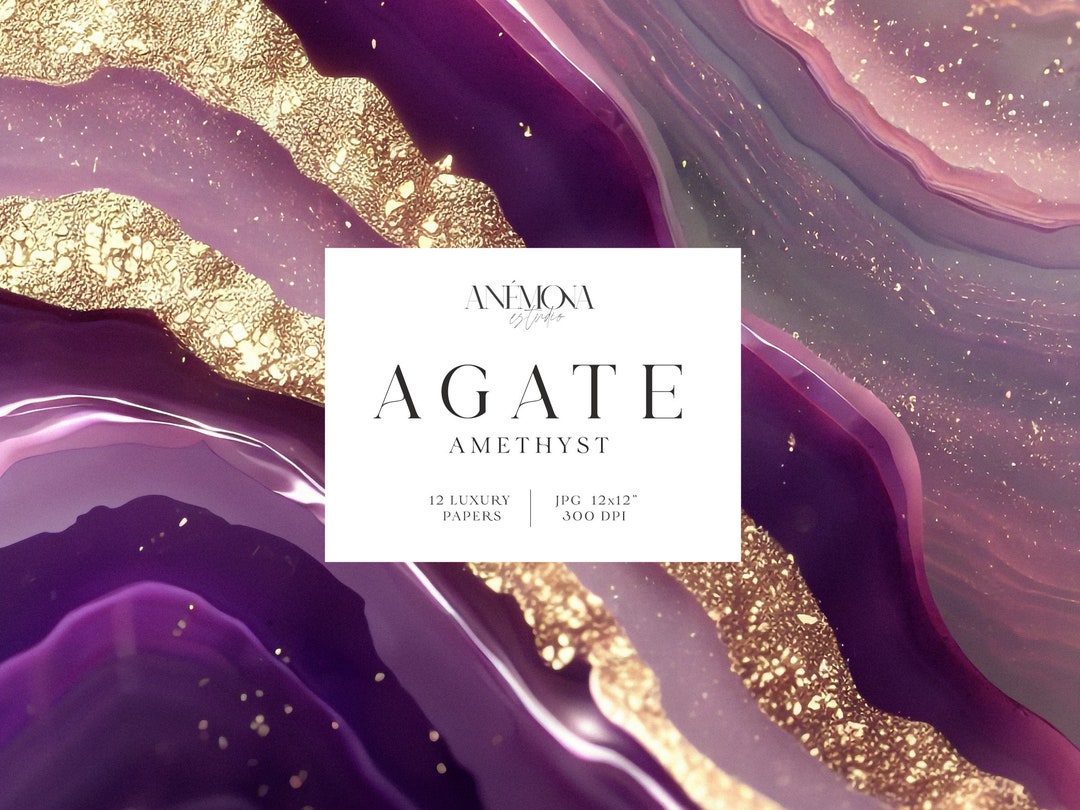 Agate Backgrounds, Amethyst Agate Gold Foil, Digital Paper Pack, Geode ...