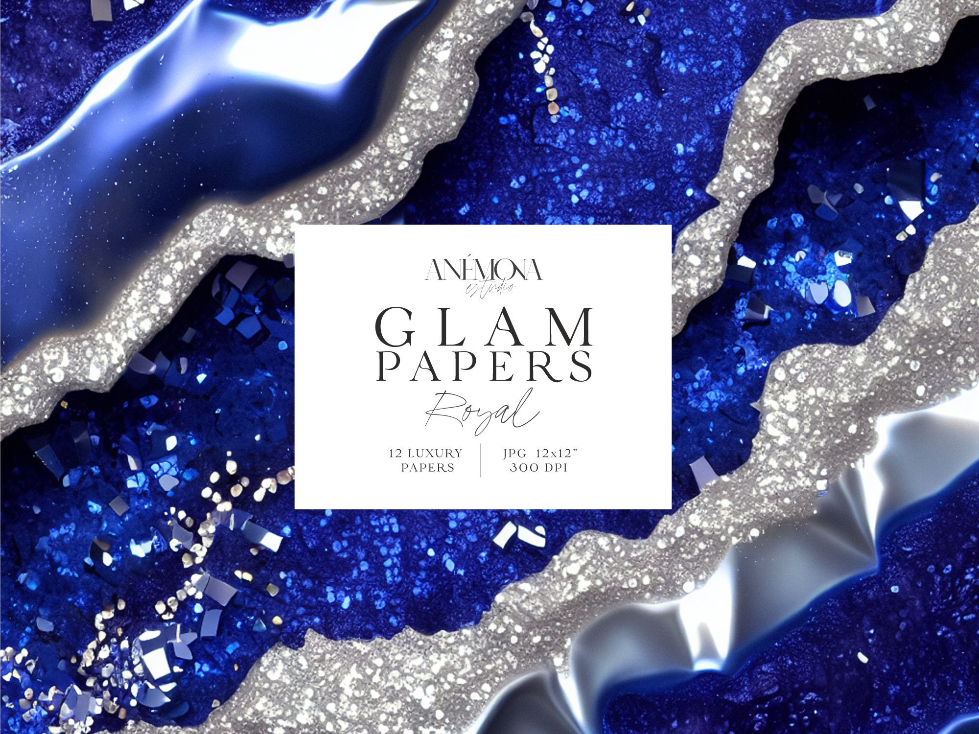 Royal Blue Glitter Digital Paper: Agate Marble Texture (12x12" JPG) - Etsy
