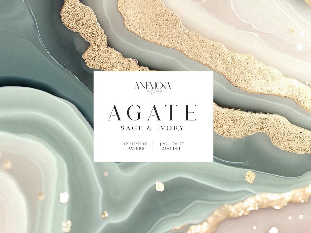 Agate Backgrounds, Sage Green Agate Gold Foil, Digital Paper Pack ...