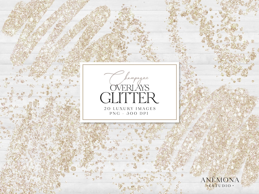 Champagne Glitter Confetti Clipart, Light Gold Glitter Overlays, Light ...