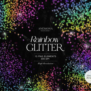 Rainbow Glitter Clipart, Rainbow Glitter Overlays, Rainbow Shimmer ...