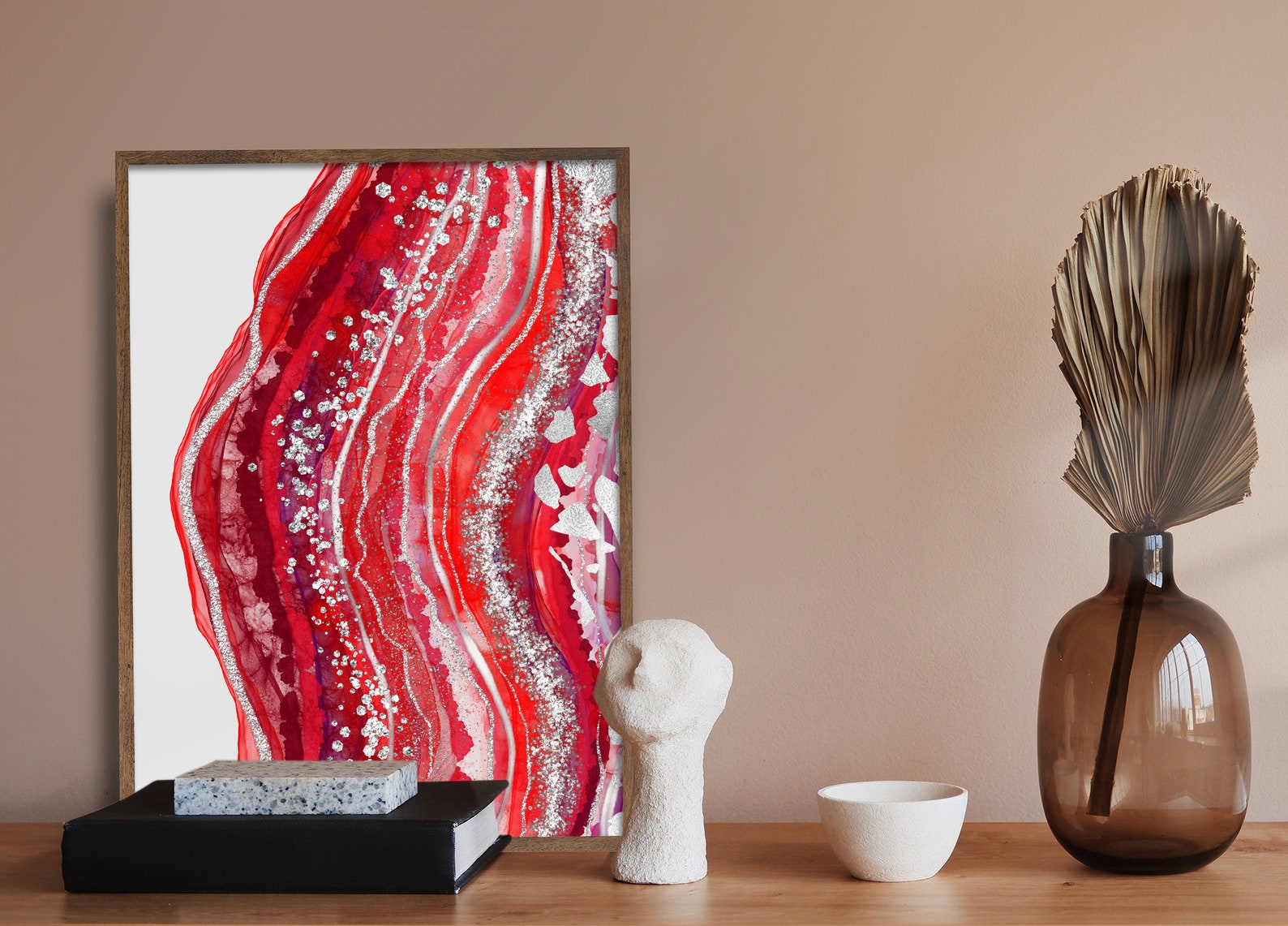 Red Agate Borders Clipart Red Watercolor Geode Clipart - Etsy