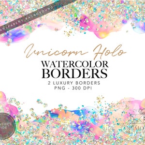 Watercolor Border Clipart - Glitter Border - Holographic Digital ...