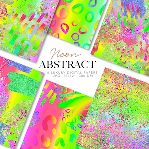 Neon Digital Paper - Glitter Abstract Paper - Colorful Holgraphic ...