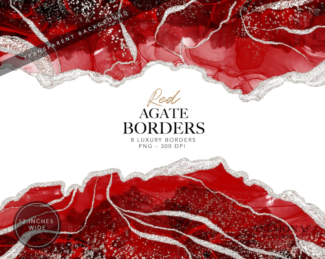 Red Agate Borders Clipart: Silver Glitter Geode (digital Download) - Etsy
