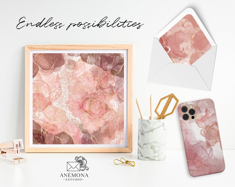 Blush Agate Digital Paper: Rose Gold Marble Texture (digital Download ...