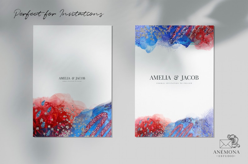 Red and Blue Watercolor Border Clipart Glitter Border - Etsy Australia