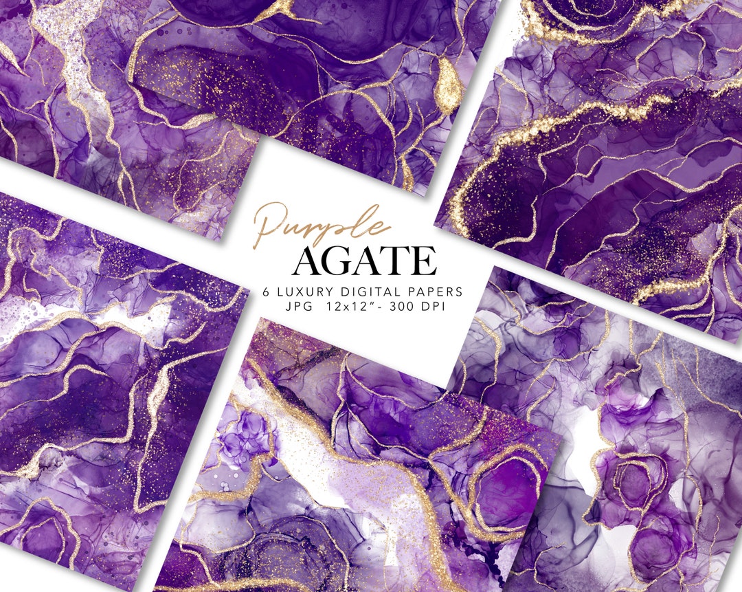 Purple Agate Digital Paper - Amethyst Marble Paper - Alcohol Ink Paper ...