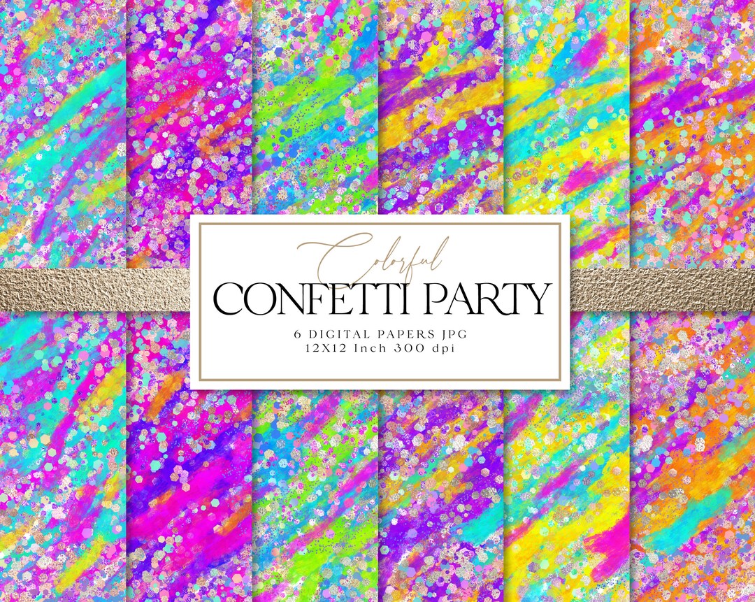 Confetti Glitter Digital Paper: Holographic Seamless Patterns ...