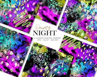 Neon Digital Paper Glitter Abstract Paper Colorful | Etsy