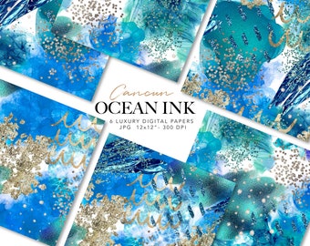 Aqua Digital Paper | Etsy