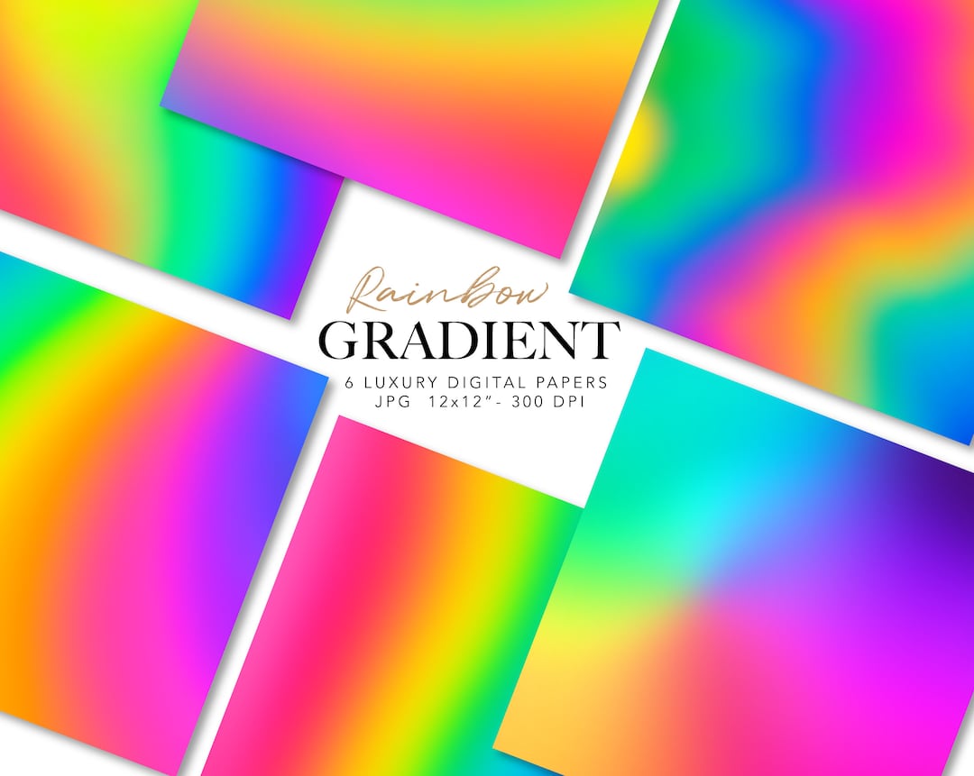 Neon Rainbow Digital Paper: Ombre Backgrounds (12x12" JPG) (digital ...