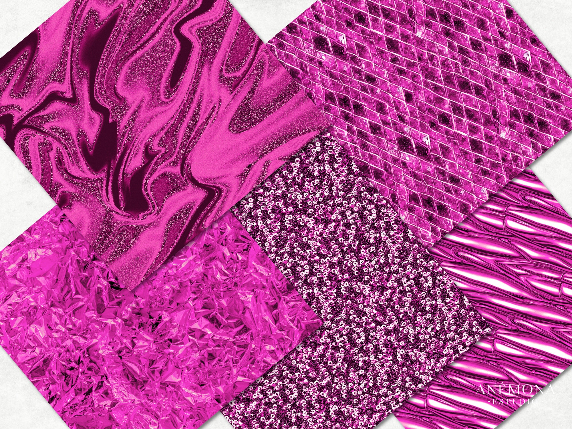 Hot Pink Digital Paper Pink Foil Paper Hot Pink Glitter - Etsy