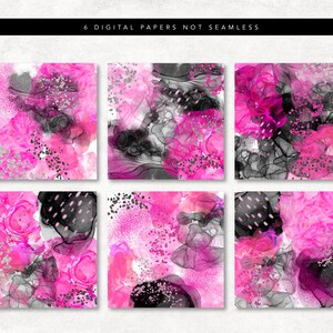Pink and Black Digital Paper - Alcohol Ink Paper - Glitter Abstract ...