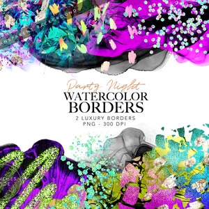 Neon Border Clipart - Glitter Border - Holographic Digital Clipart ...