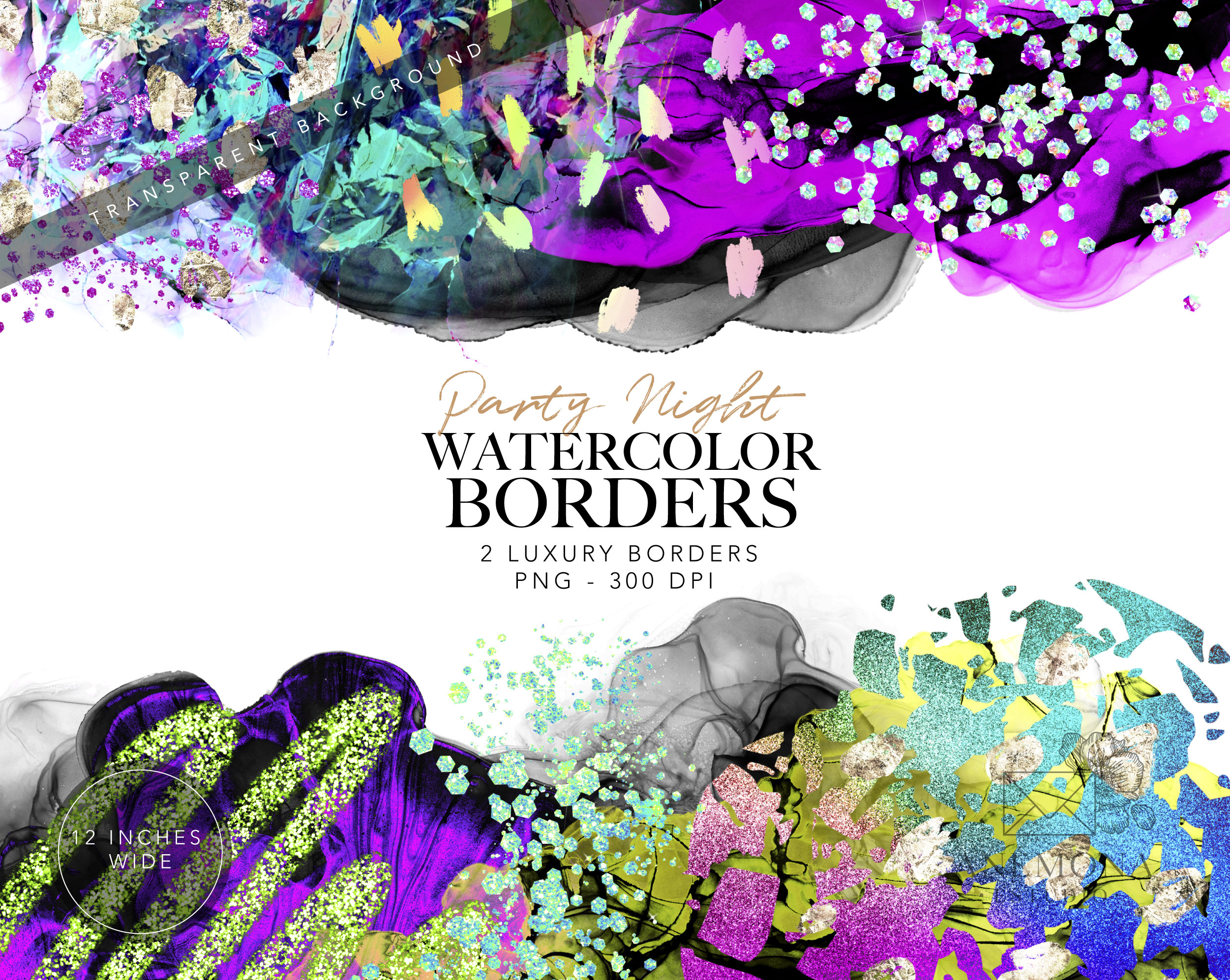 Neon Border Clipart Glitter Border Holographic Digital - Etsy