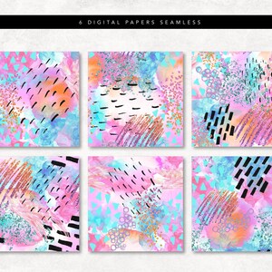 Pink and Aqua Digital Paper - Glitter Abstract Paper - Alcohol Ink ...