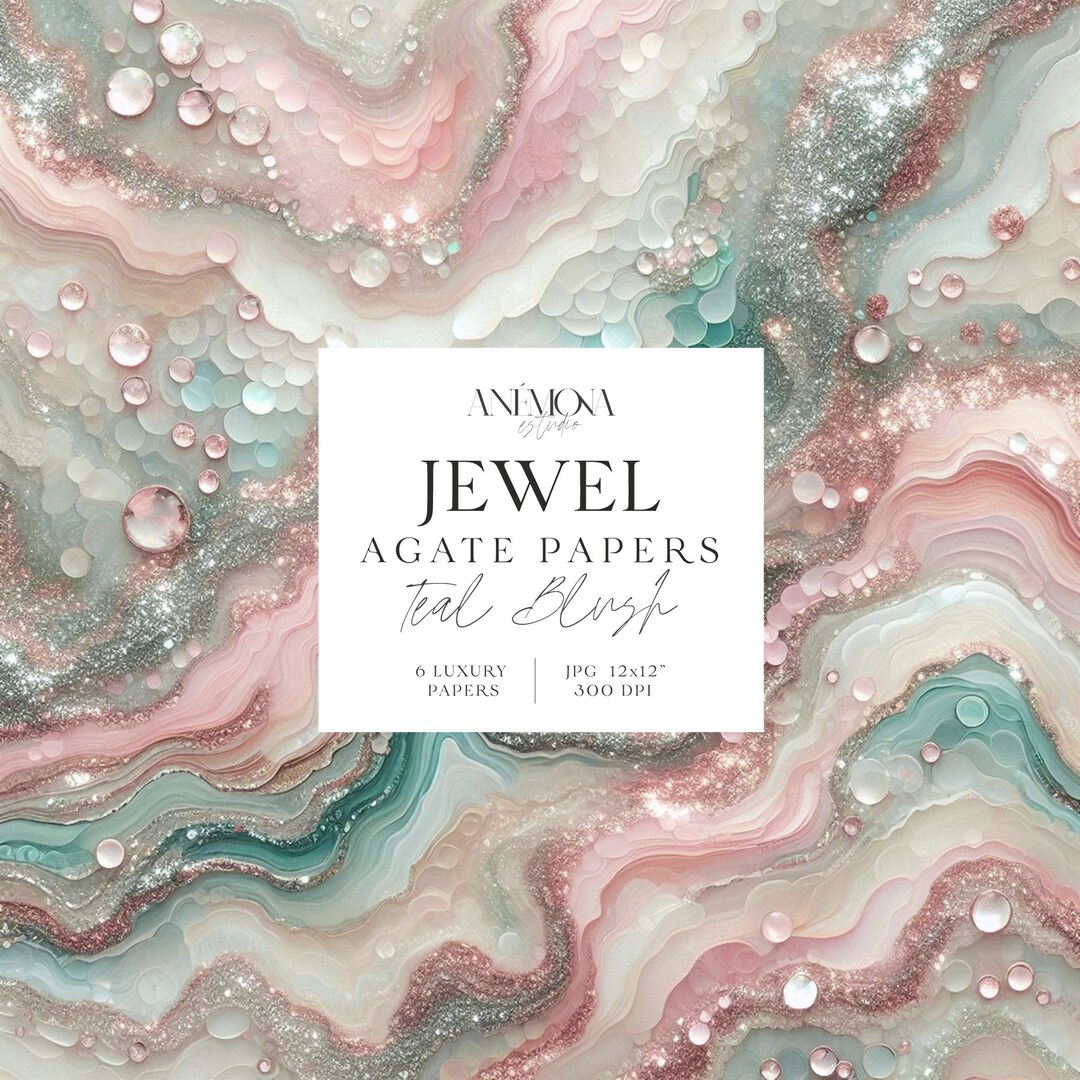 Blush Mint Agate Digital Paper, Sparkling Shiny Glitter Glamorous ...