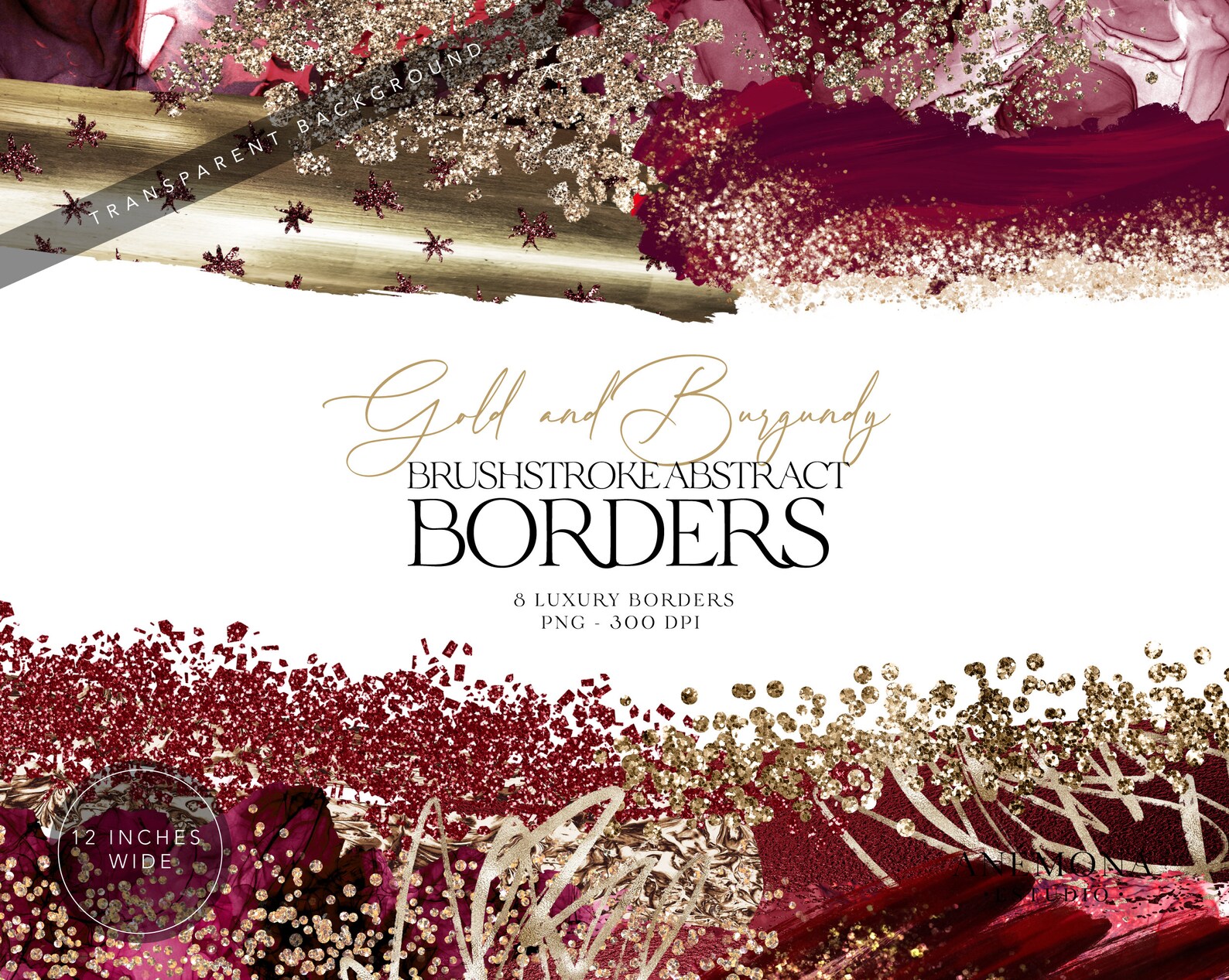 Burgundy Border Clipart Burgundy and Gold Clipart Burgundy - Etsy