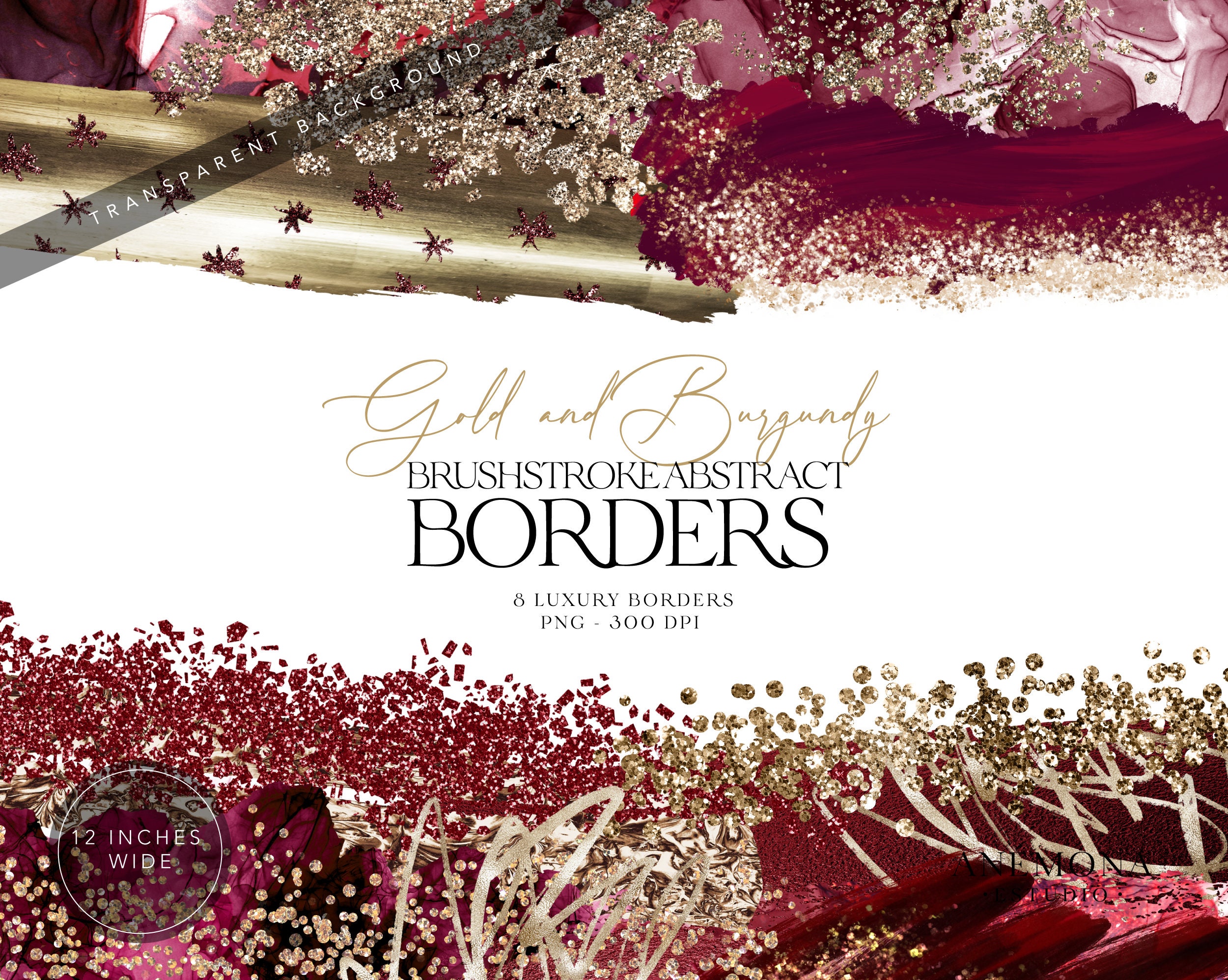 Burgundy Border Clipart Burgundy and Gold Clipart Burgundy - Etsy