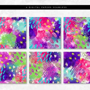 Neon Digital Paper - Glitter Abstract Paper - Colorful Alcohol Ink ...