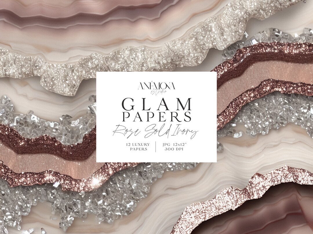 Rose Gold Ivory Sparkling Shiny Glitter Glamorous Digital Paper ...
