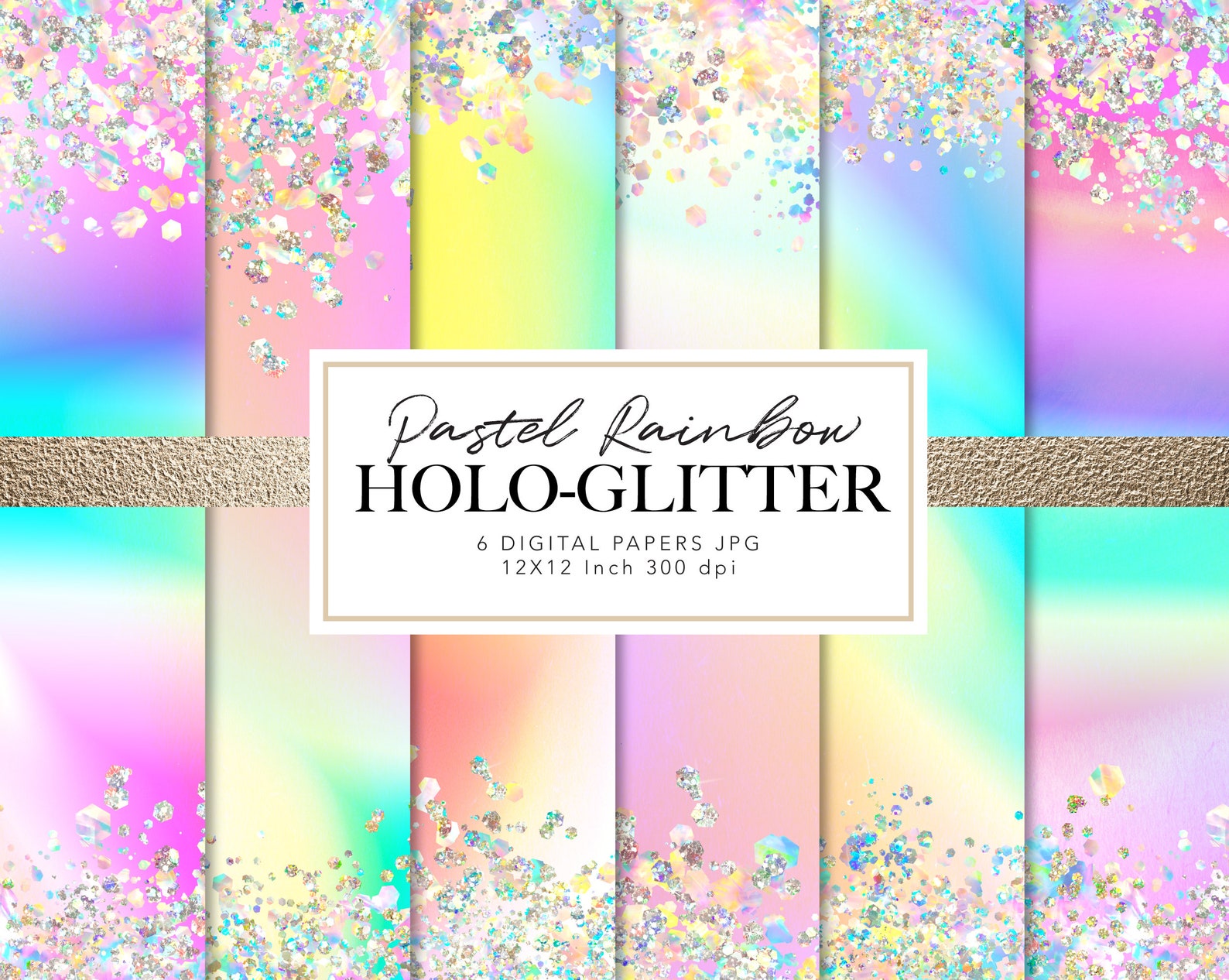 Pastel Rainbow Glitter Digital Paper Rainbow Digital Paper - Etsy