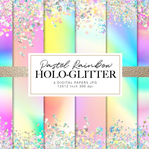 Pastel Rainbow Glitter Digital Paper Rainbow Digital Paper - Etsy