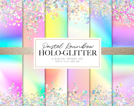 Pastel Rainbow Glitter Digital Paper Rainbow Digital Paper - Etsy