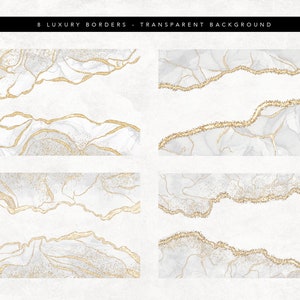 White Agate Borders Clipart, Crystal Geode Clipart - Gold Glitter ...
