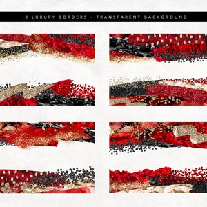 Red Border Clipart - Edges - Glitter Border - Metallic Digital Frame ...