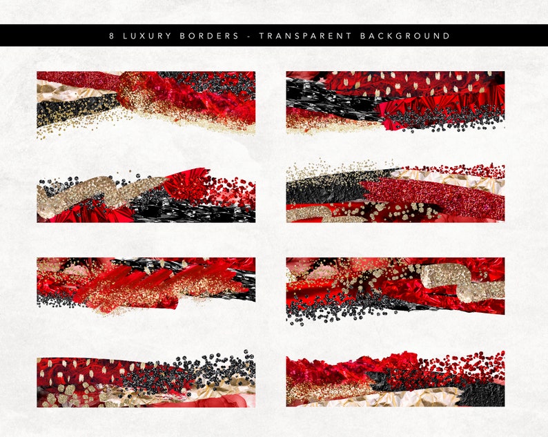 Red Border Clipart Edges Glitter Border Metallic Digital - Etsy