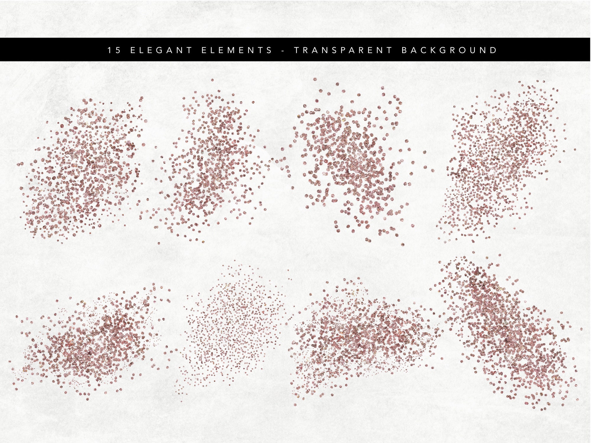 Rose Gold Glitter Clipart: Shimmering Confetti Overlays (PNG, 300 DPI ...
