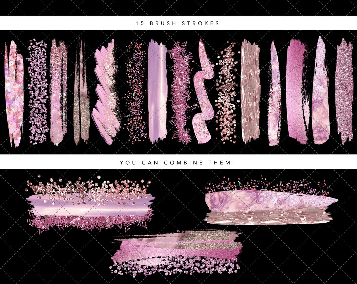 Pink Brush Strokes Clipart Pink Brushstrokes Clipart - Etsy