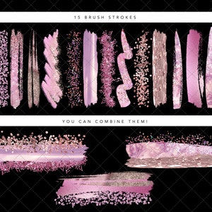 Pink Brush Strokes Clipart, Pink Clipart, Pink Foil Clipart, - Pink ...