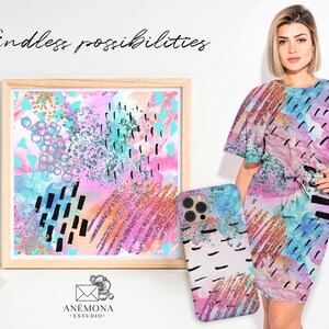 Pink and Aqua Digital Paper - Glitter Abstract Paper - Alcohol Ink ...