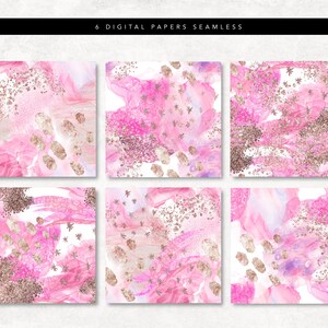 Pink Digital Paper - Glitter Abstract Paper - Pink Alcohol Ink - Modern ...