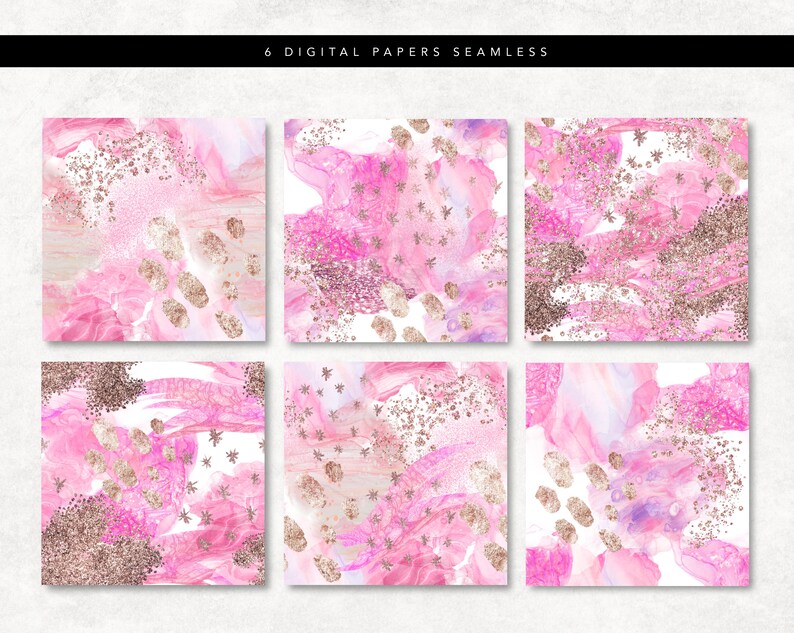 Pink Digital Paper Glitter Abstract Paper Pink Alcohol Ink | Etsy